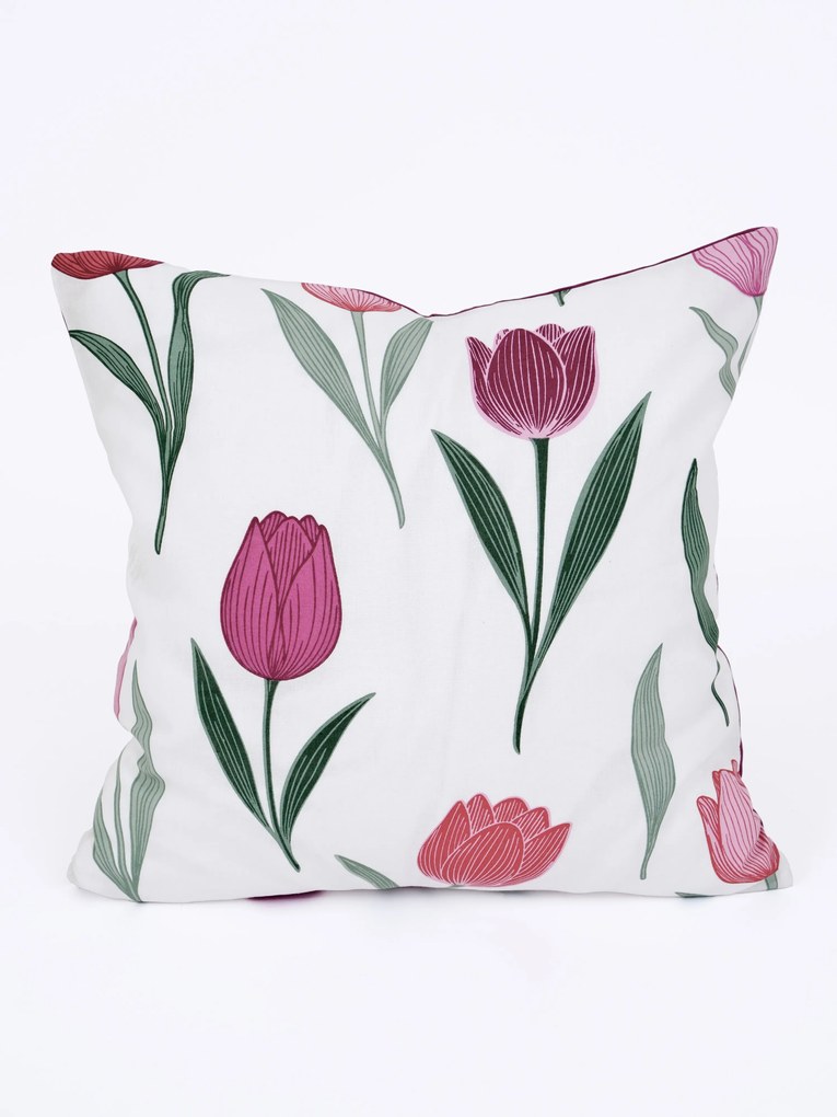 MK Lůžkoviny Bavlněný povlak na polštář Renforcé 40 x 40 cm - Květy tulipánů fialové