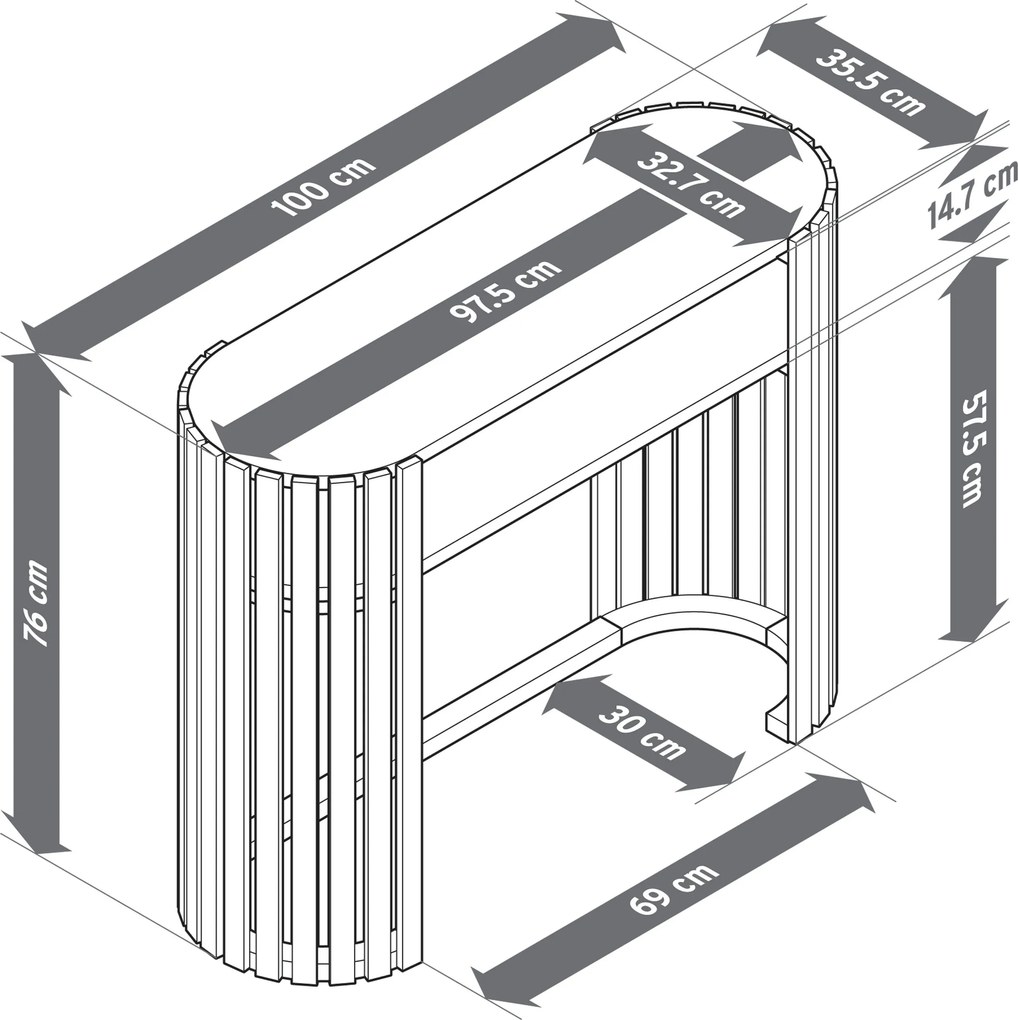 Tchibo - Bambusová konzole »Holt« s lamelovými prvky - barva: hnědá