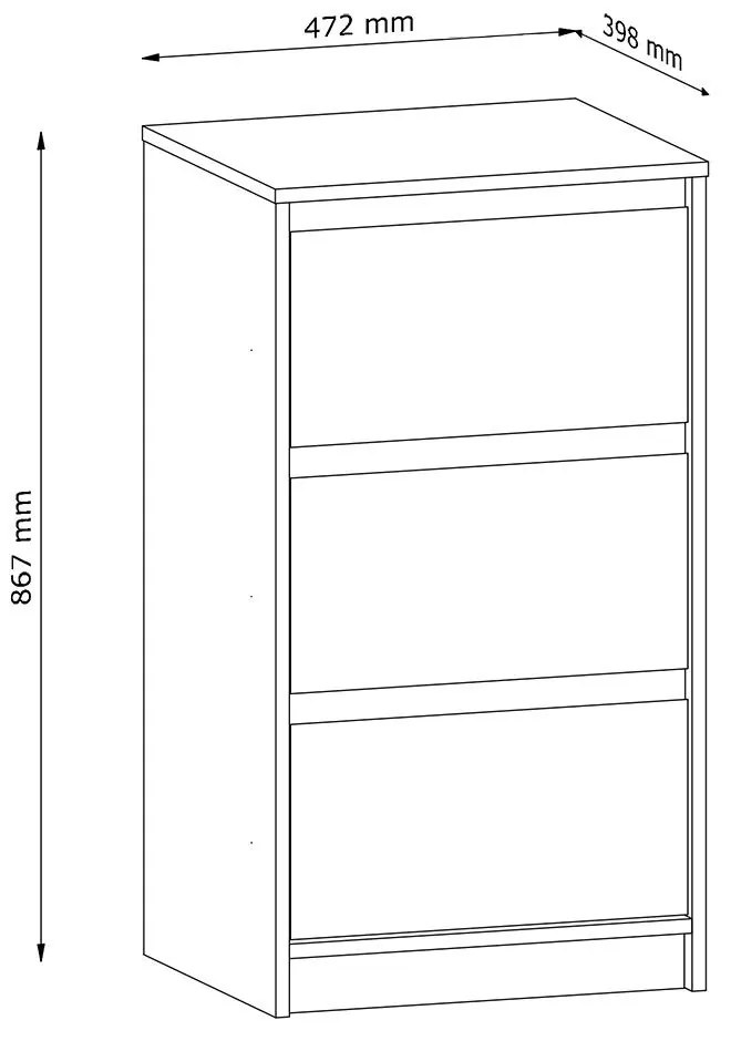 MANAMI | komoda K3SW | 47,2 cm | dub cremona