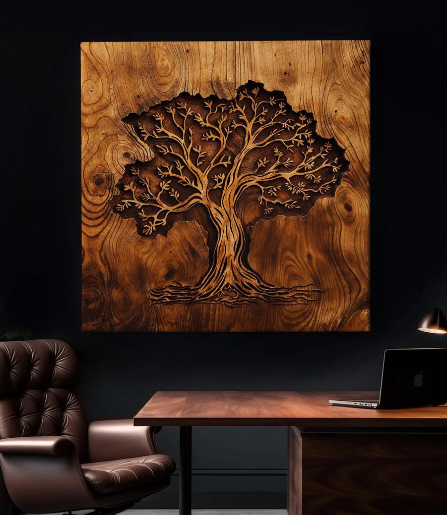 Obraz na plátně - Strom života Werdy, dřevo styl FeelHappy.cz Velikost obrazu: 120 x 120 cm