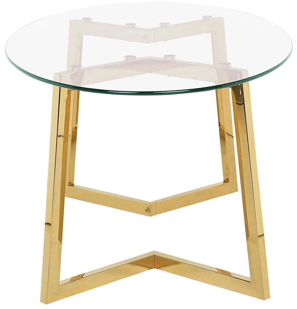 Konferenční stolek skleněná deska a zlaté nohy FRESNO Beliani