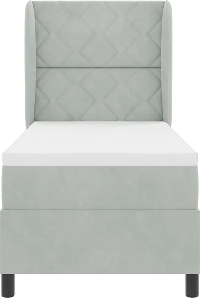 Postel s boxspringem s čelo Světle šedá 200 x 80 cm samet 3340952