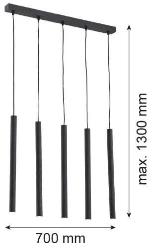 Argon 2137 - Lustr na lanku ETNA 5xG9/6W/230V černá