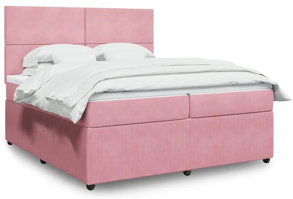 Box spring postel s matrací růžová 200x200 cm samet 3292429