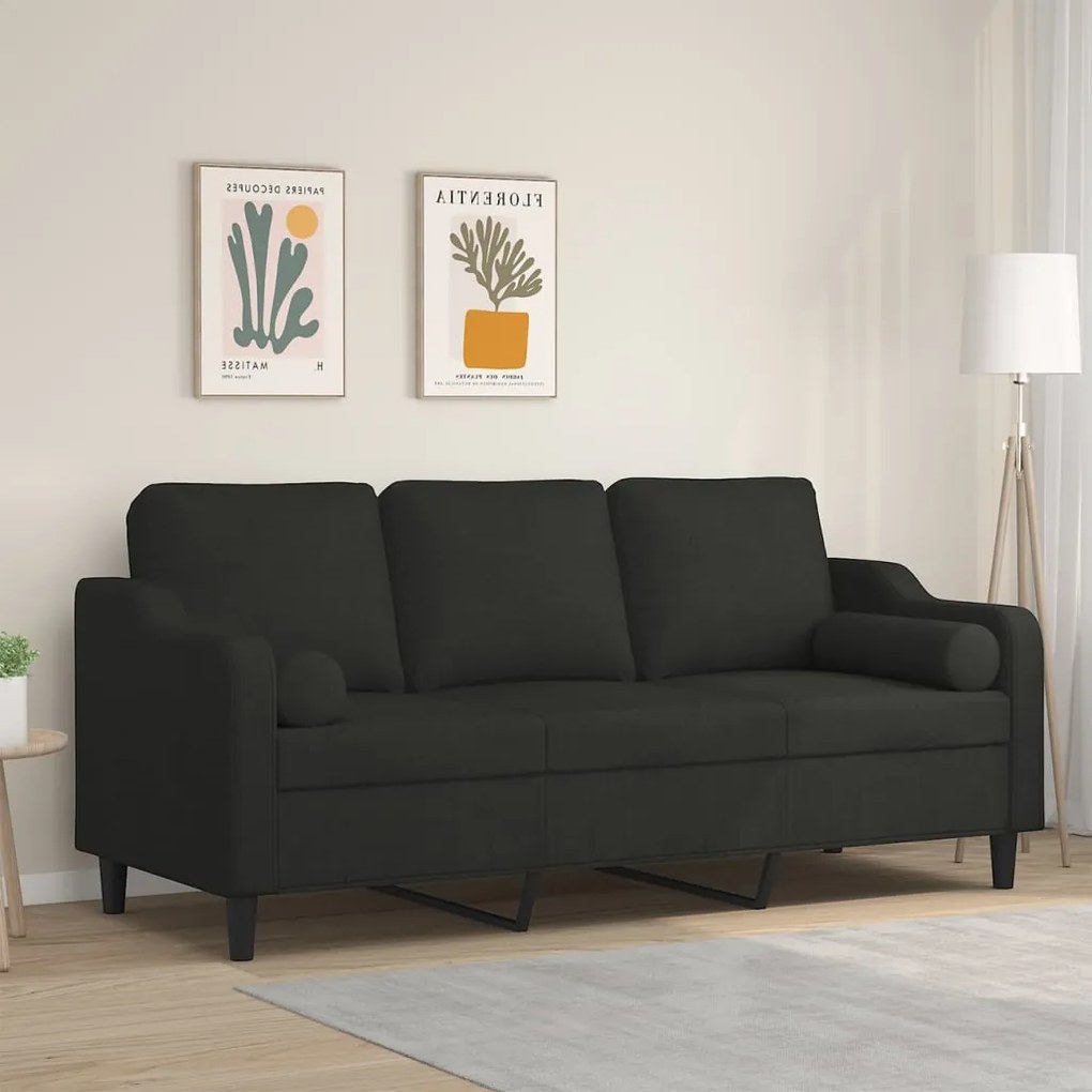 3místná pohovka s polštáři černá 180 cm textil 3200857