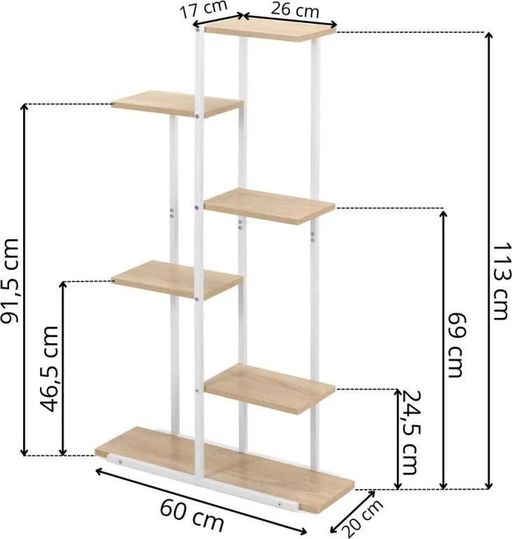 Kovový stojan na květiny 113 cm SPRINGOS GA0212 bílý