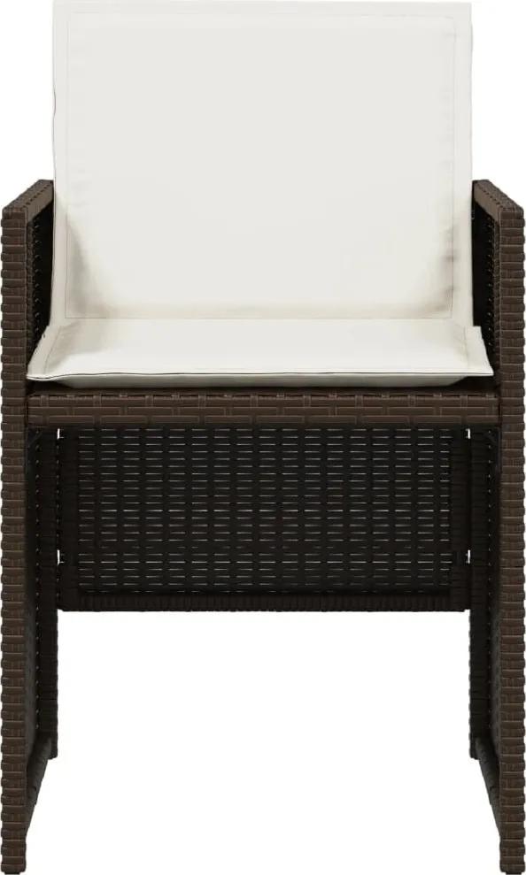 vidaXL Zahradní židle s poduškami 4 ks hnědé polyratan [4007438]