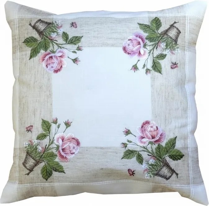 Povlak na polštář Růžové růže 40 × 40 cm