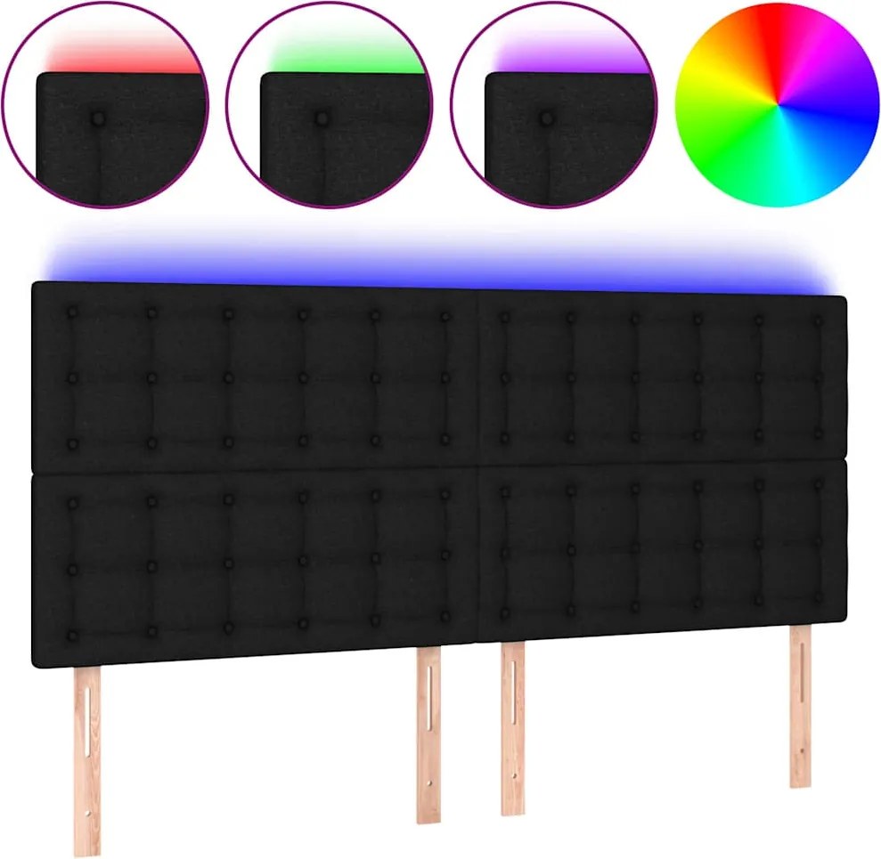 Čelo postele s LED černé 200x5x118/128 cm textil 3122882