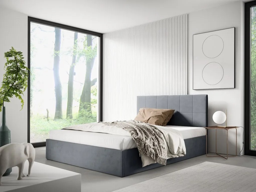 Eka Čalouněná postel SMART 160x200 cm Barva látky Trinity: Krémově bíla (Trinity 2301), Úložný prostor: Bez úložného prostoru