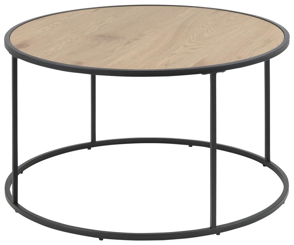 Okrągły stolik kawowy w stylu industrialnym Dąb Czarny LONEY