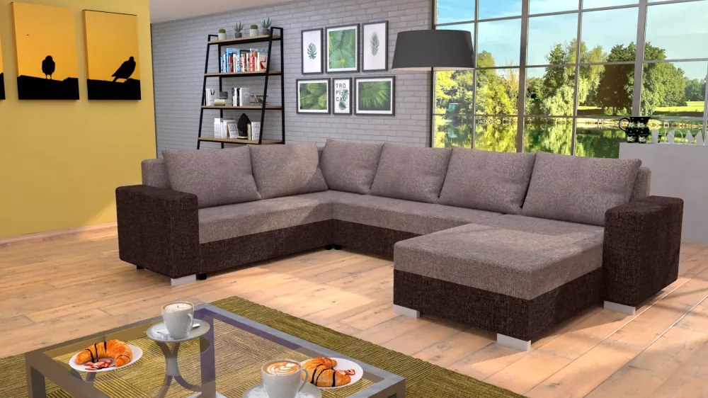 Univerzální sedací souprava, tmavě hnědá/hnědošedá Taupe, BELEN NEW ROH U