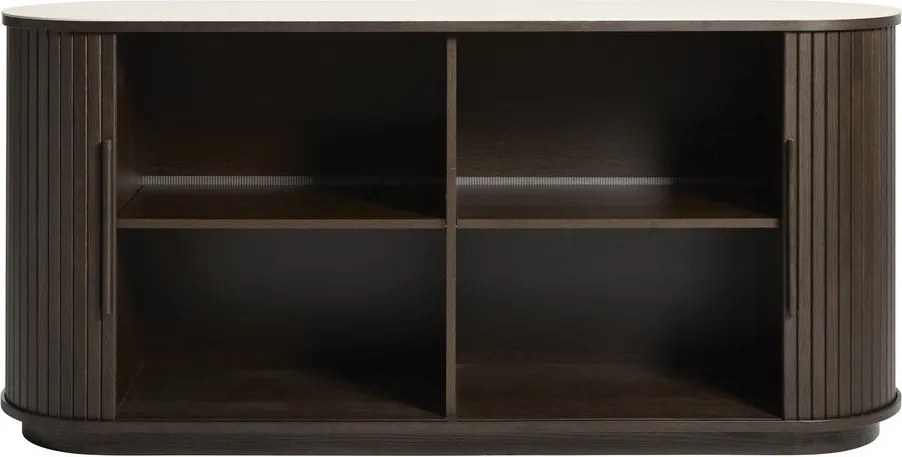 Komoda s keramickou deskou s posuvnými dveřmi v tmavě přírodní barvě 165x76x45 cm Enna – Unique Furniture
