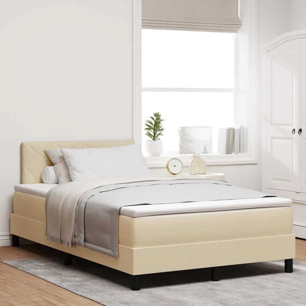 Postel s boxspringem s čelo Krémová 120 x 200 cm textil 3338760