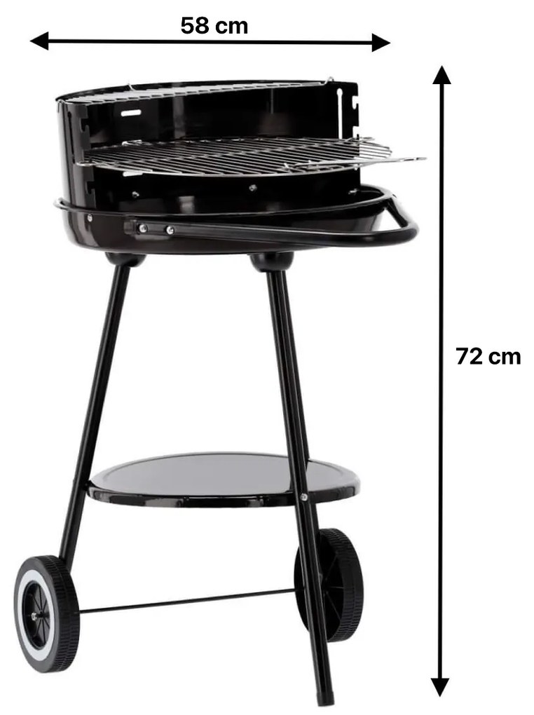 Zahradní gril na dřevěné uhlí EZRA černý