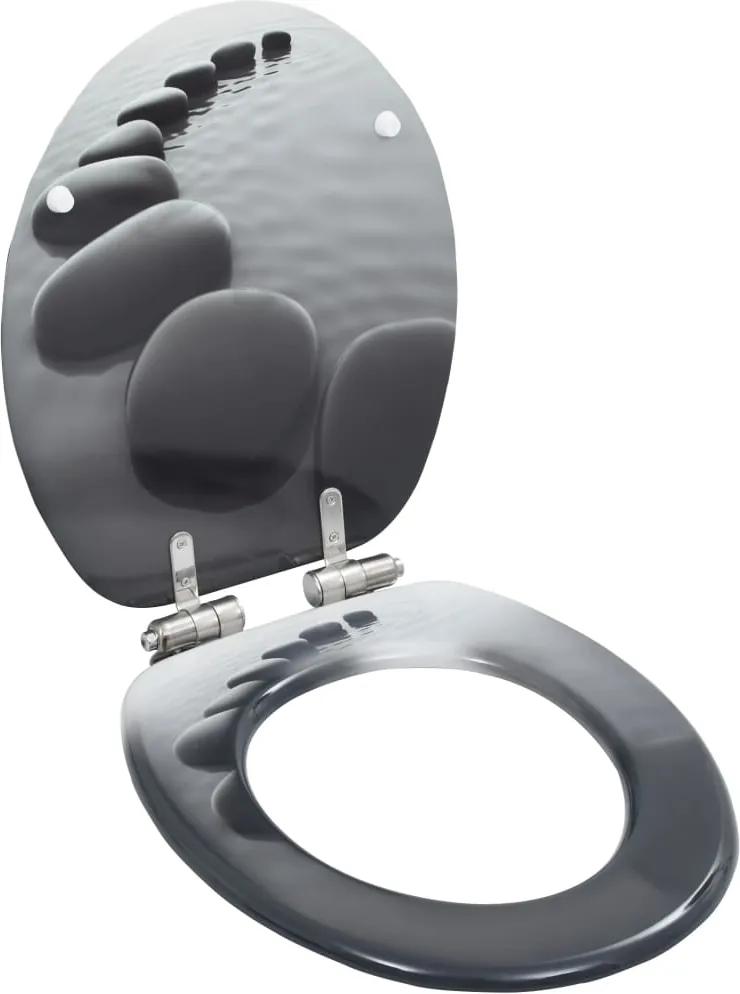 WC sedátko s funkcí pomalého sklápění - MDF | motiv kamenů