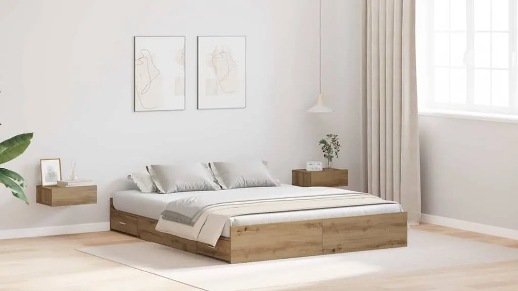 Rám postele s úložným prostorem Artisanový dub 160 x 200 cm 3335284
