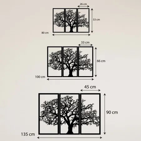 Dřevěný nástěnný obraz Strom života: Sada 3 panelů | SENTOP PR0054