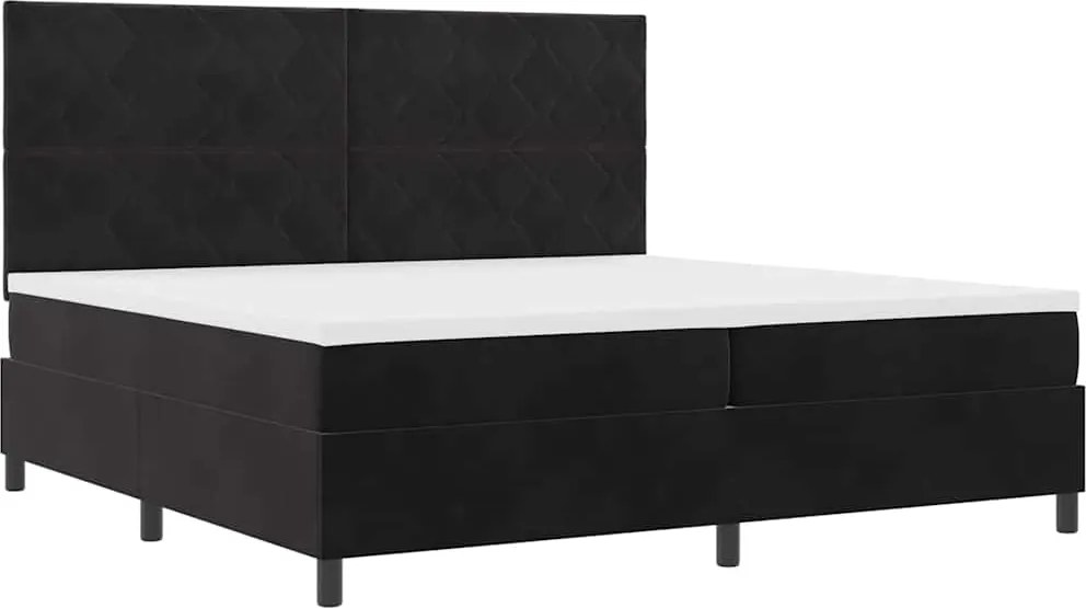 Postel s boxspringem s čelo Černý 200 x 200 cm samet 3339922