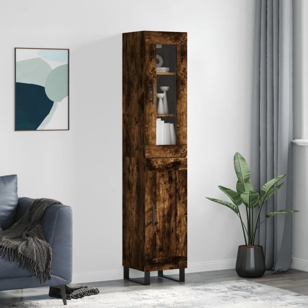 vidaXL Skříň highboard 34,5 x 34 x 180 cm kompozitní dřevo [3199515] Barva: Betonová šedá