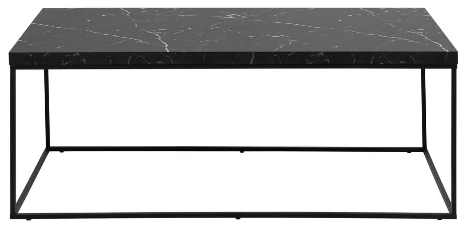 Černý konferenční stolek s deskou v dekoru mramoru 55x110 cm Barossa – Actona