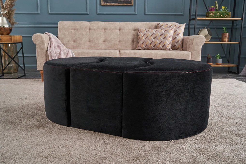 Atelier del Sofa Taburet Alya Puf - Black, Antracitová, Růžová