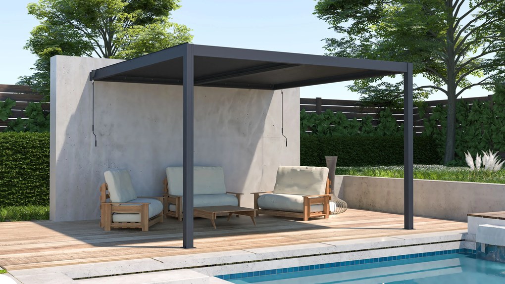 Bioklimatická pergola G21 Trenton 4x4 m, antracitová hliníková