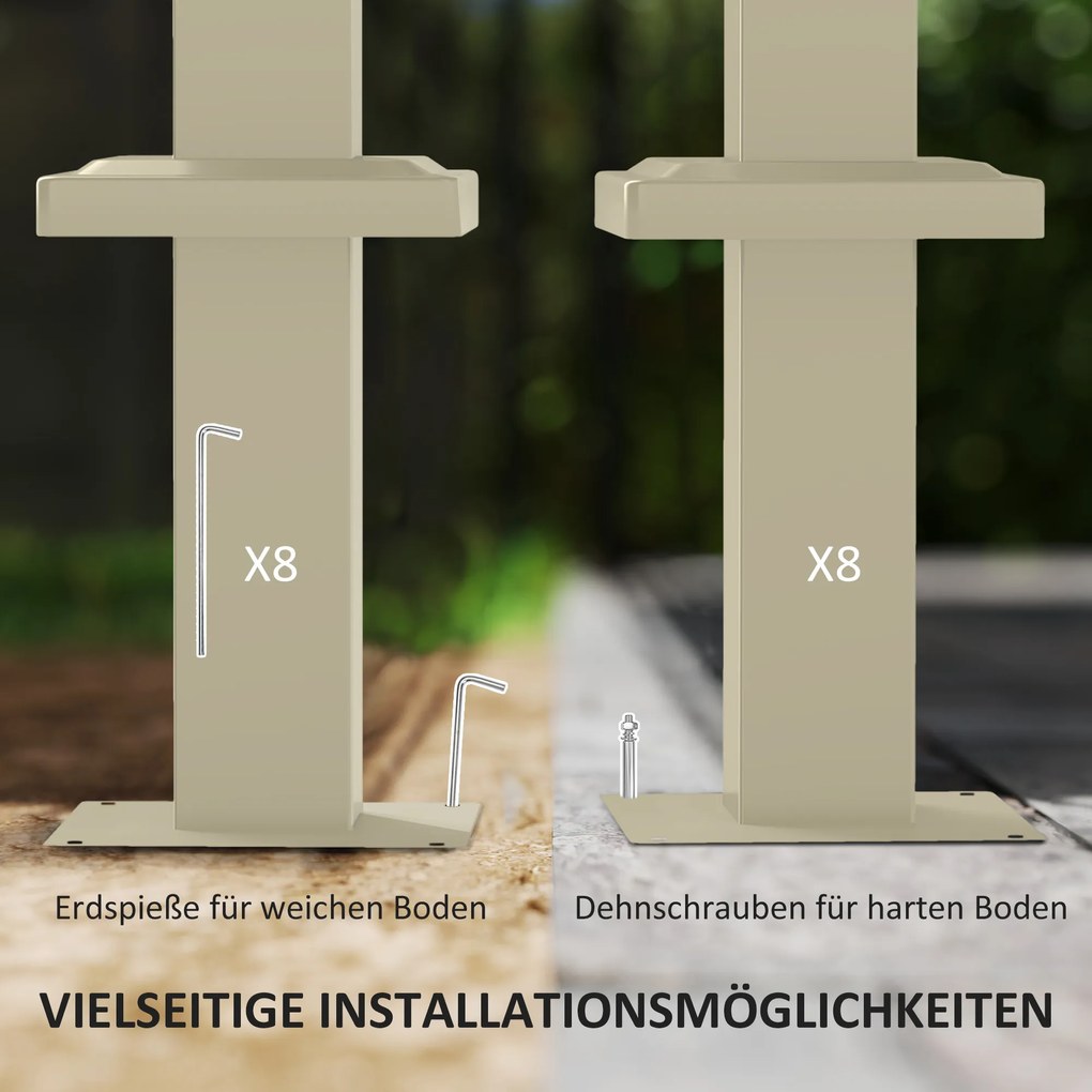 zahradní pergola 3 x 3 m se stahovací střechou, altán, stínící stříška, UPF30+, khaki barva