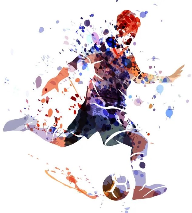 Fototapeta Akvarel Silueta Fotbalového Hráče Vliesová tapeta 312x219