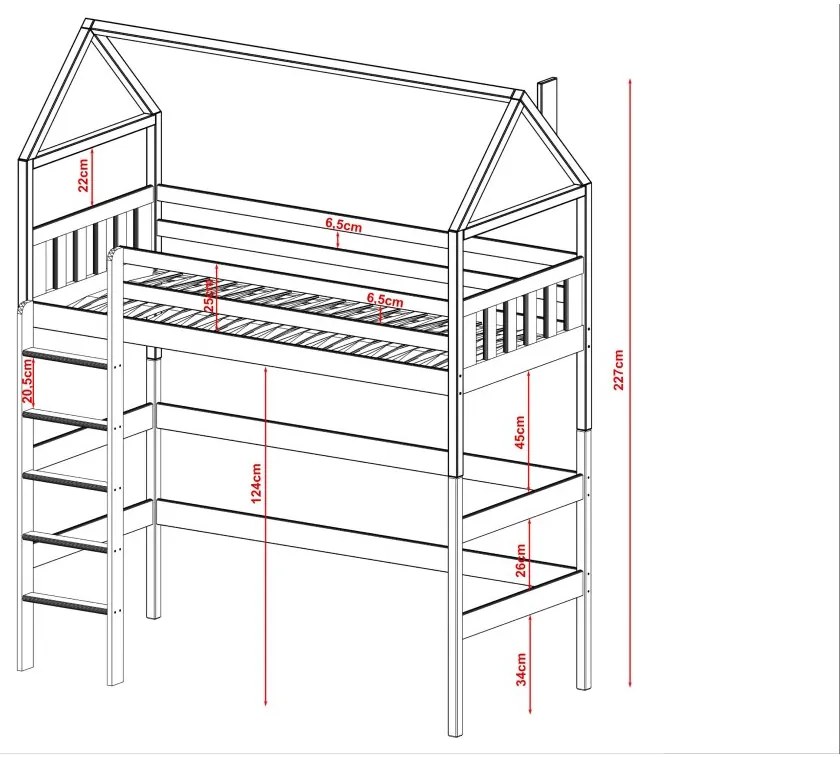 Legno Dětská patrová postel Gisela grafit Rozměr (cm): 90x200