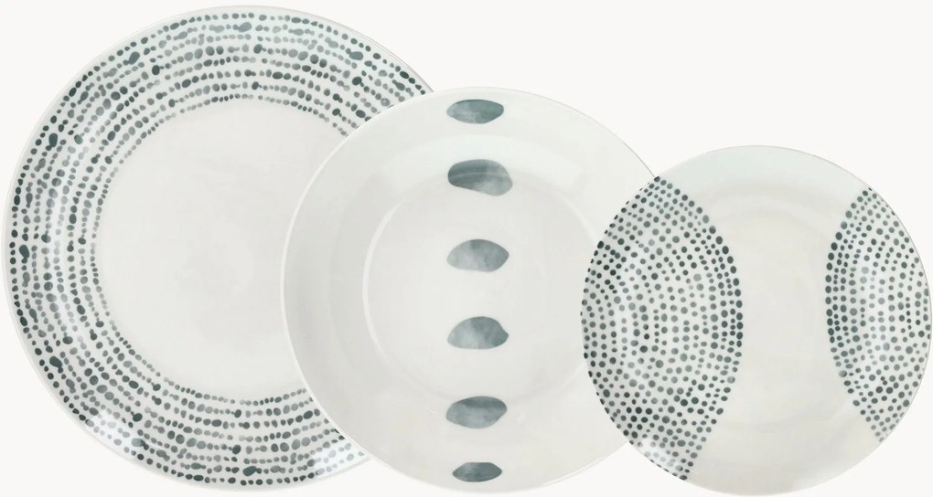 Sada porcelánového nádobí Madison Solstice Gray, pro 6 osob, 18 dílů