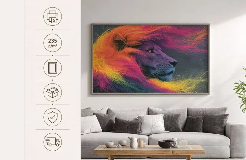 Král barevné savany - obraz - Neonový lev v záři barev 83 - 40 x 50 cm - 499 Kč
