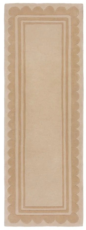 Ručně tkaný vlněný běhoun v přírodní barvě 80x230 cm Lois Scallop – Flair Rugs