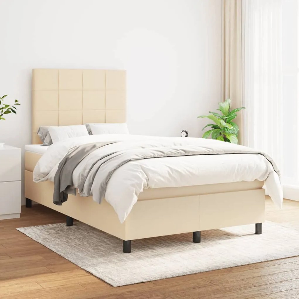 Box spring postel s matrací krémová 120x190 cm textil 3269886
