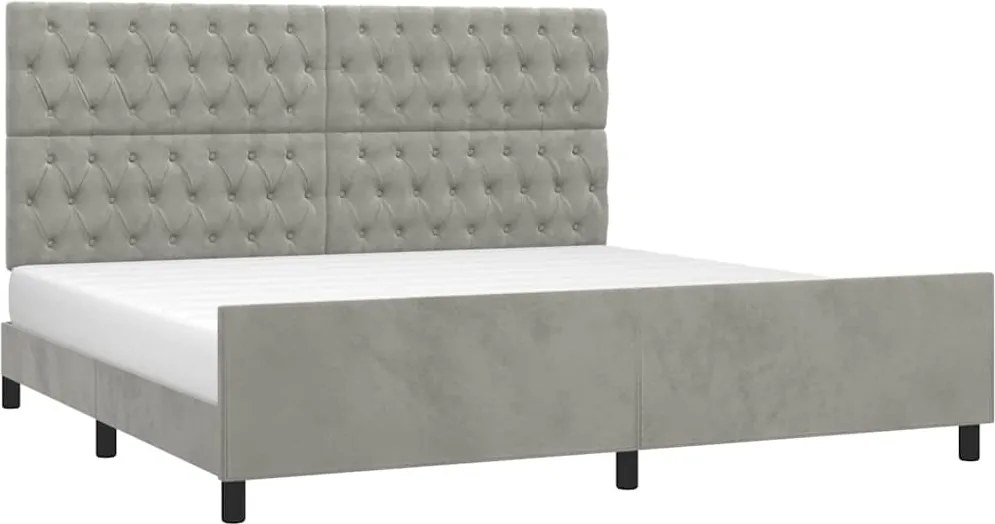 Rám postele bez matrace světle šedý 200 x 200 cm samet 3125958