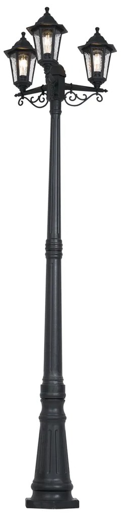 Klasické venkovní sloupkové svítidlo černé 217 cm IP44 - New Haven Hammered