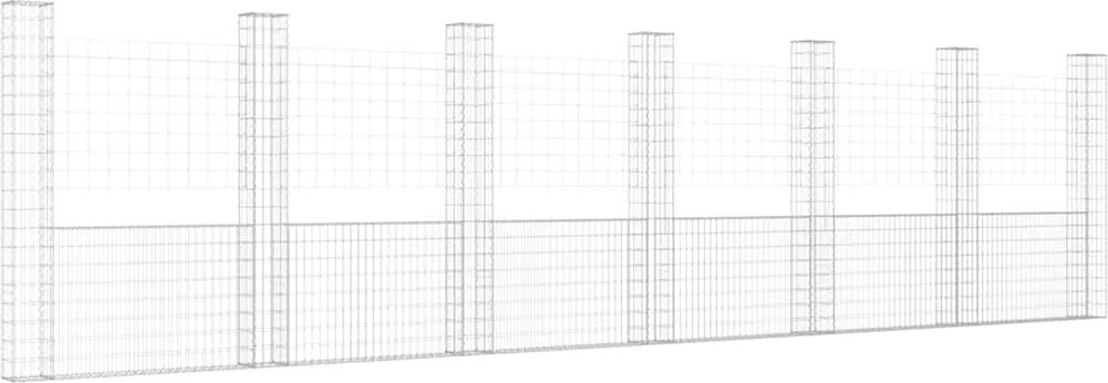 Gabionový koš ve tvaru U se 7 sloupky železo 740 x 20 x 200 cm 151294