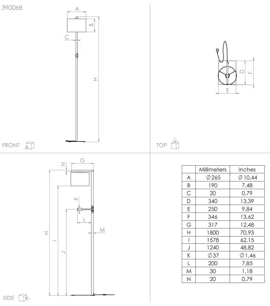 Eglo 390068 - LED Stojací lampa FOLIGNO 1xE27/40W/230V + LED/3,8W