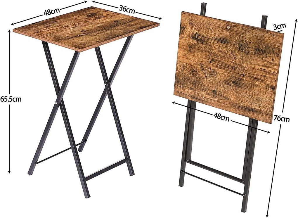 Skládací odkládací stolek Houseland Abby hnědý/černý