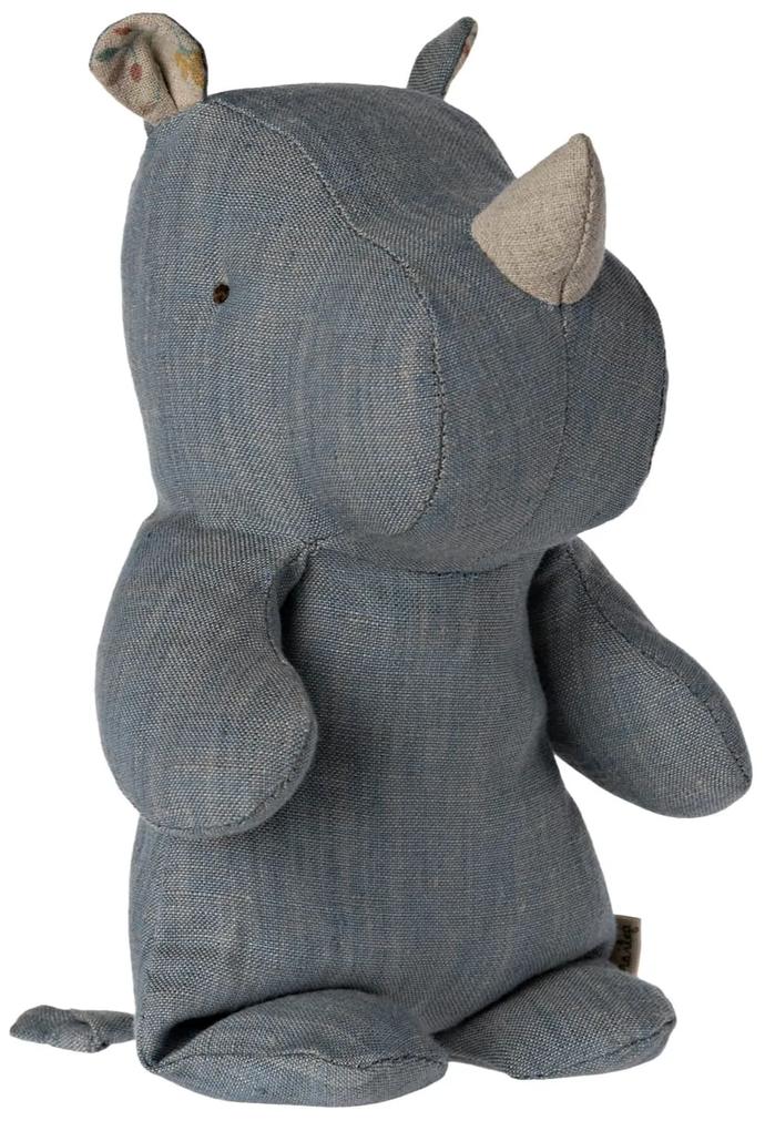 Maileg Textilní nosorožec Rhino Blue/Sand Small, béžová barva, šedá barva, textil