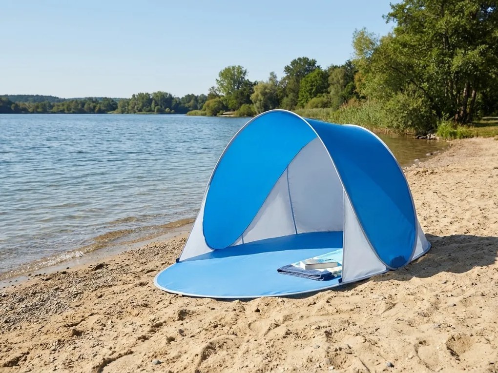 Samorozkládací plážový stan SUNSHADE 190x120 cm, modrá/bílá