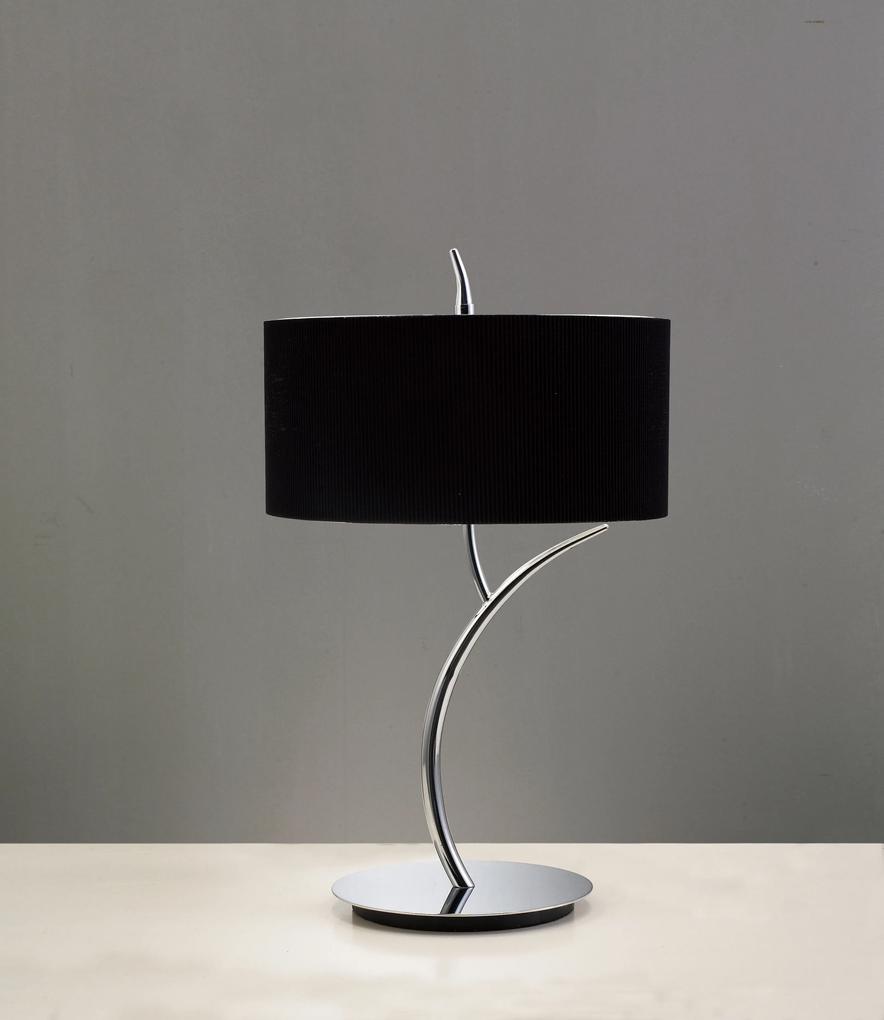 Mantra 1177 Eve, stolní lampa španělského výrobce, 2x20W E27, chrom/stínítko z černého textilu, 46cm
