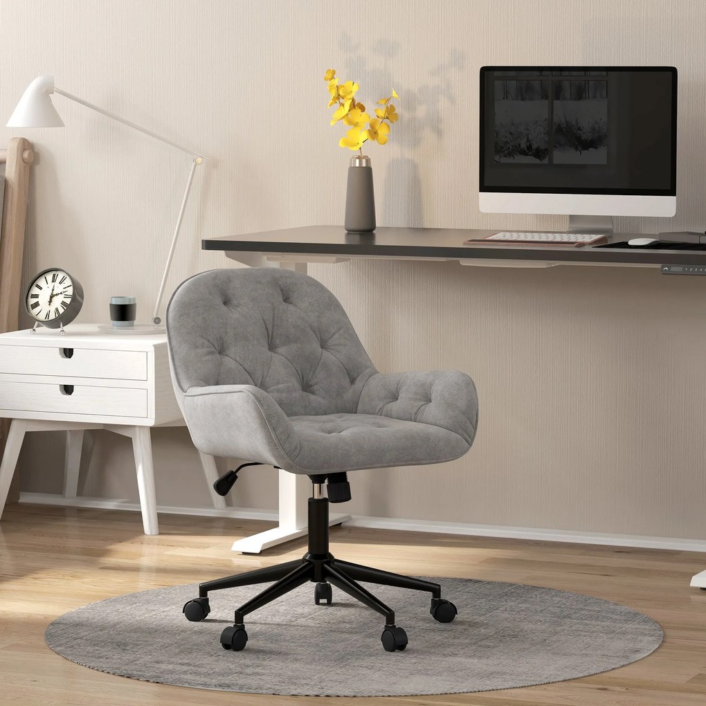Vinsetto Kancelářská židle, Kancelářská židle s sametovým povrchem, 360° otočné sedadlo, Výškově nastavitelné, Ergonomická židle s kulatým opěradlem,