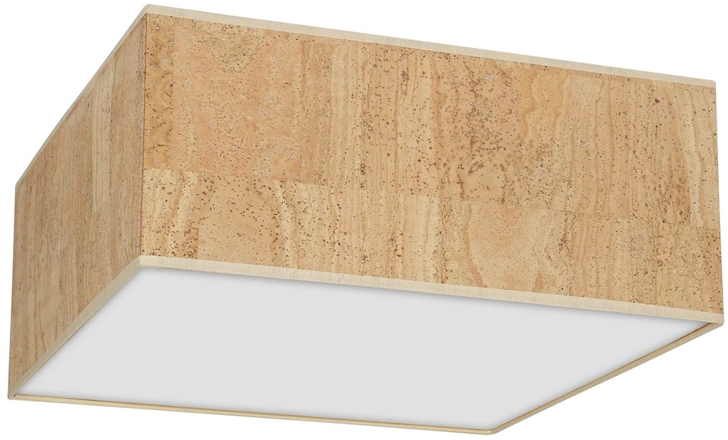 Stropní svítidlo Cork Square, 1x korkové stínítko, (bílé plexisklo), (50cm)
