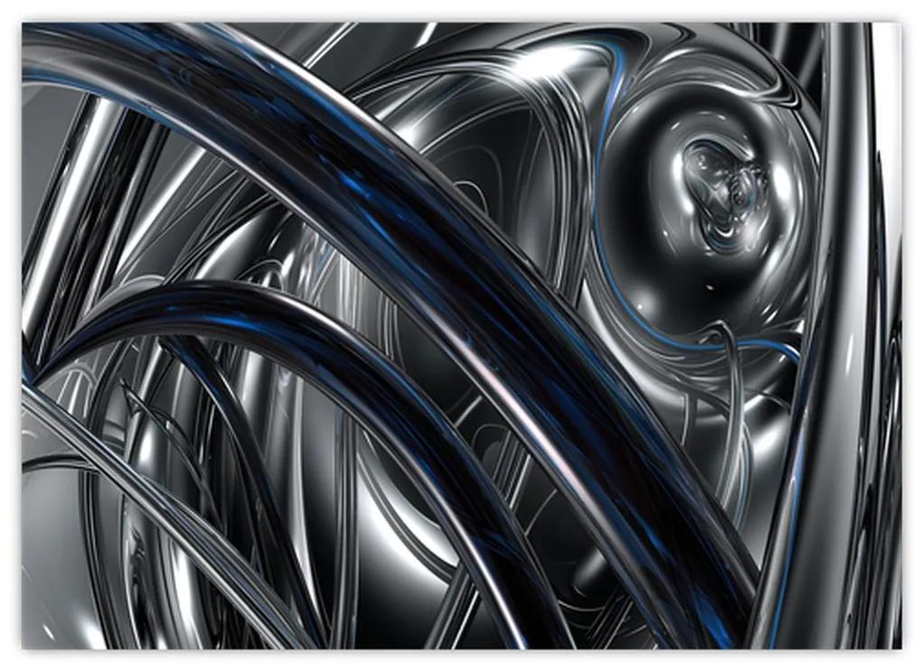 Obraz šedé abstrakce s modrou (70x50 cm)