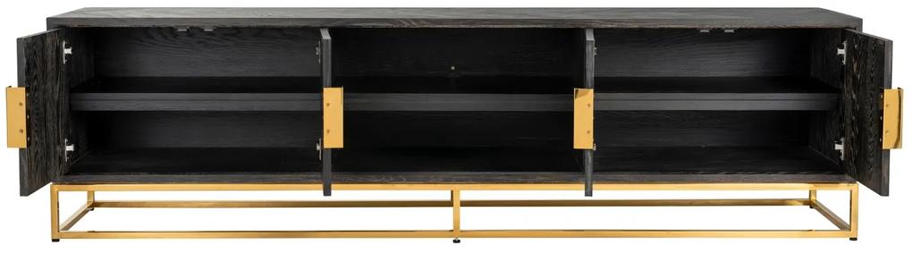 Černo zlatý dubový TV stolek Richmond Blackbone 220 x 42,5 cm