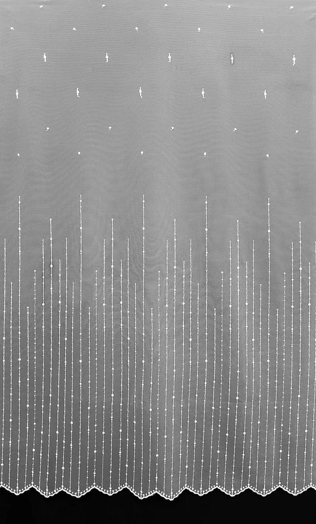 Mantis tylová záclona 654/601 vyšívaný vzor prší, s bordurou, bílá, výška 160cm ( v metráži)