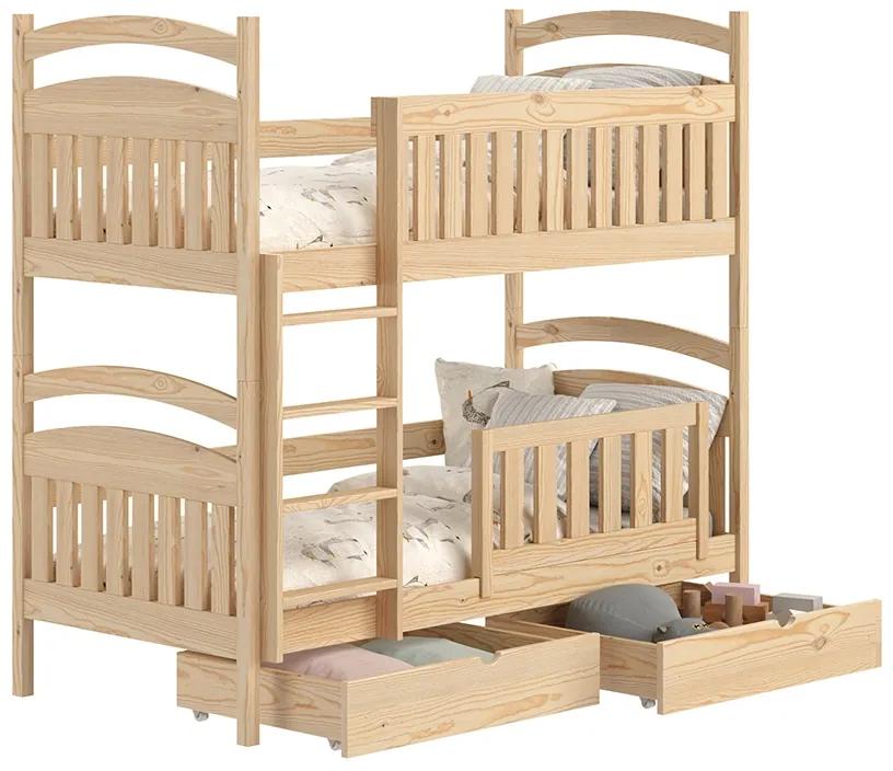 Dřevěná patrová postel Amely - Barva Borovice, rozměr 80x180