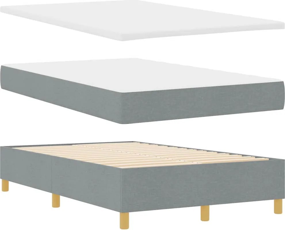 Postel s boxspringem s čelo Světle šedá 200 x 120 cm textil 3344366
