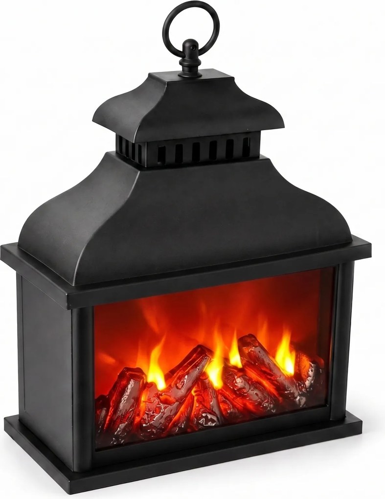Lucerna s efektem krbu LED, 13,5 x 25,5 x 37 cm